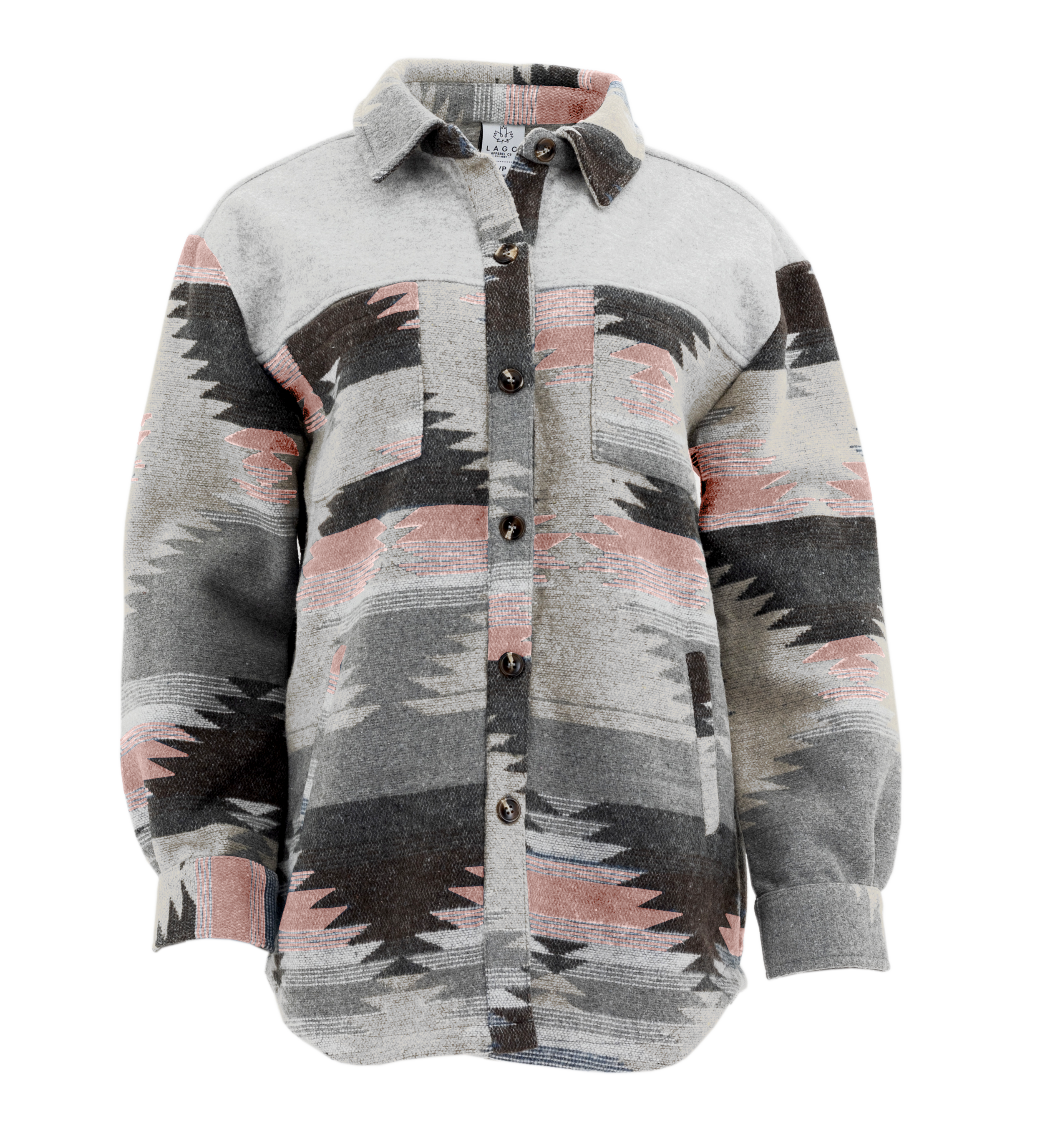 Ladies Aztec Jacket - Pink + Grey